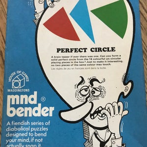 Vintage 1971 1970s Perfect Circle Mind Bender Game Puzzle John ...