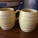 Pair Yellow Pottery Vintage Acme Craftware Barrel Shaped Coffee Mugs ...