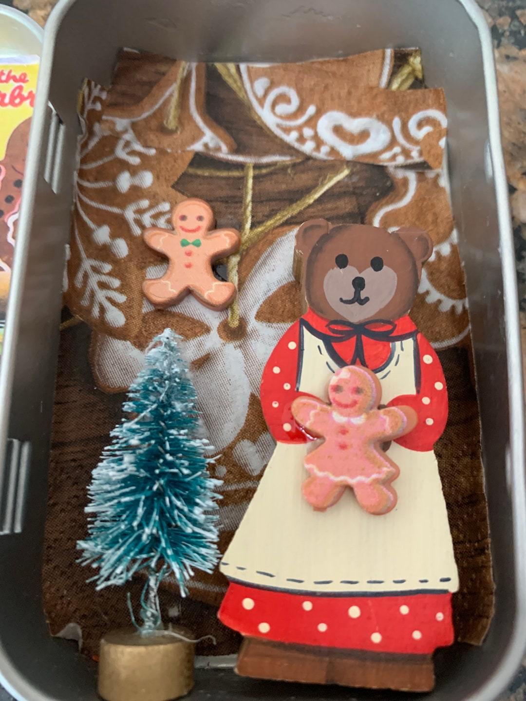 OOAK Tin Diorama Gingerbread Scenes Gingerbread Grandma Bear Art ...