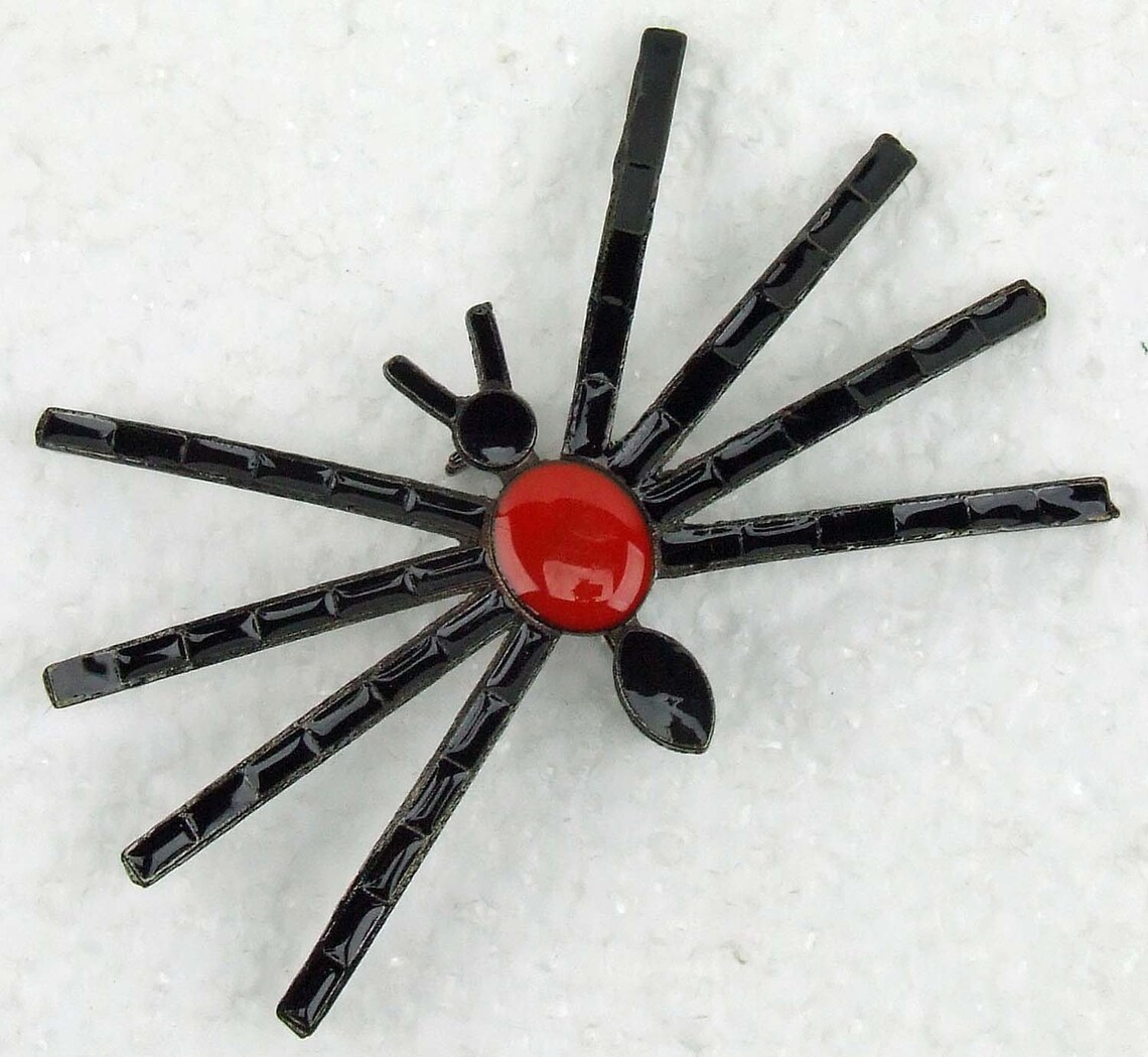 Vintage Halloween Black Widow Spider With Red Center Large - Etsy