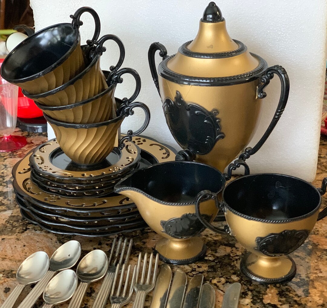 Child Sized Goth Plastic Fancy Cream Sugar Coffee Samovar Miniature Toy ...