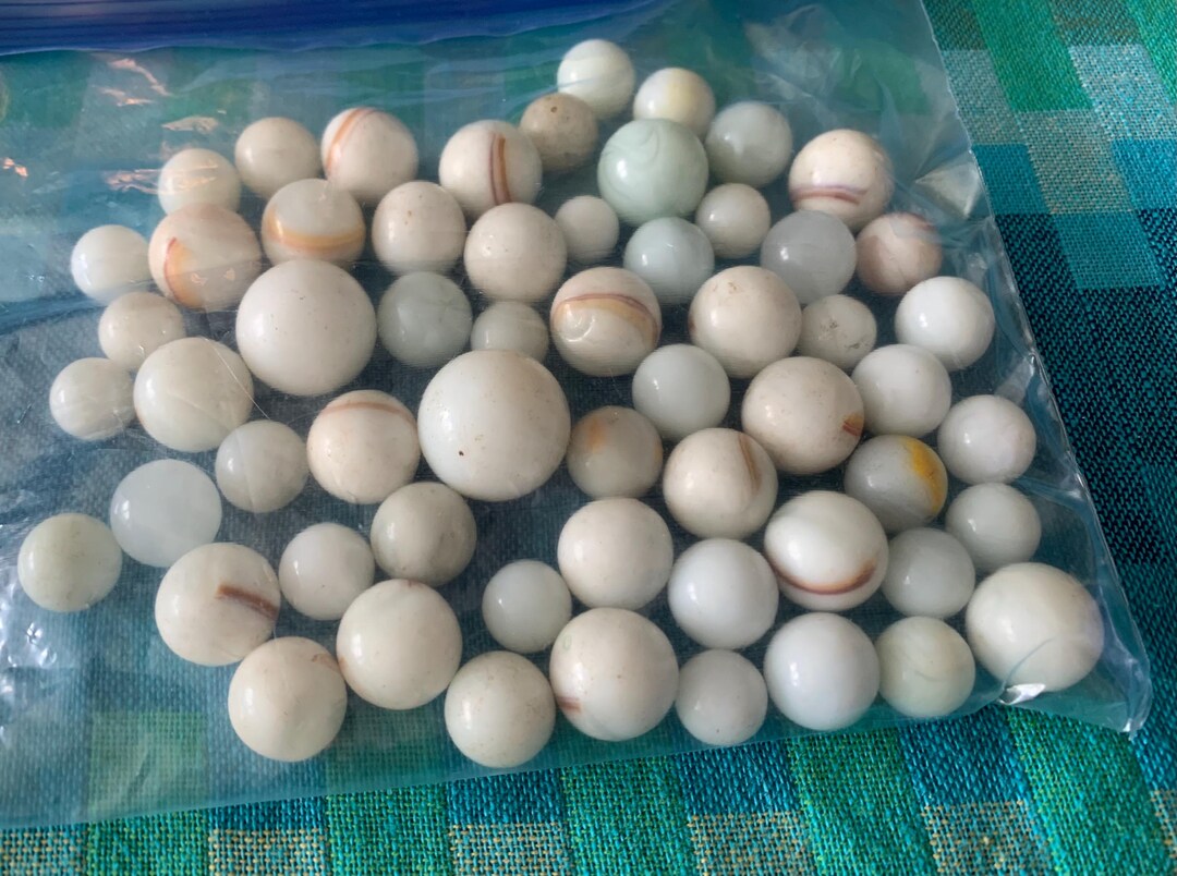 Large Lot of Cream Ecru White Brown Vintage Milk Glass Marbles - Etsy