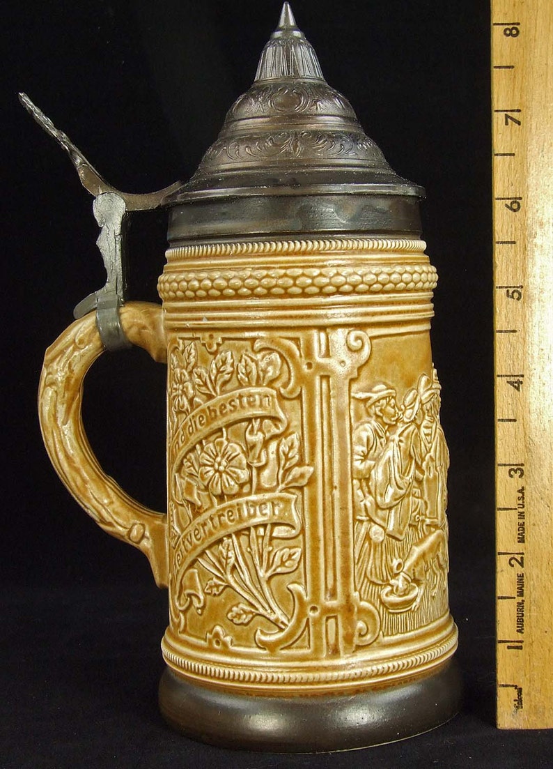 Lovely Vintage Western Germany West Pottery Pewter Stein - Etsy