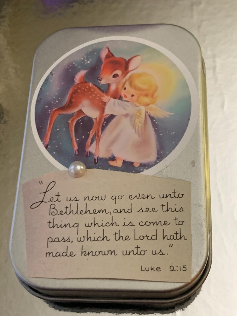 OOAK Altered Altoid Christmas Tin Adorable Baby Jesus in Manger and ...