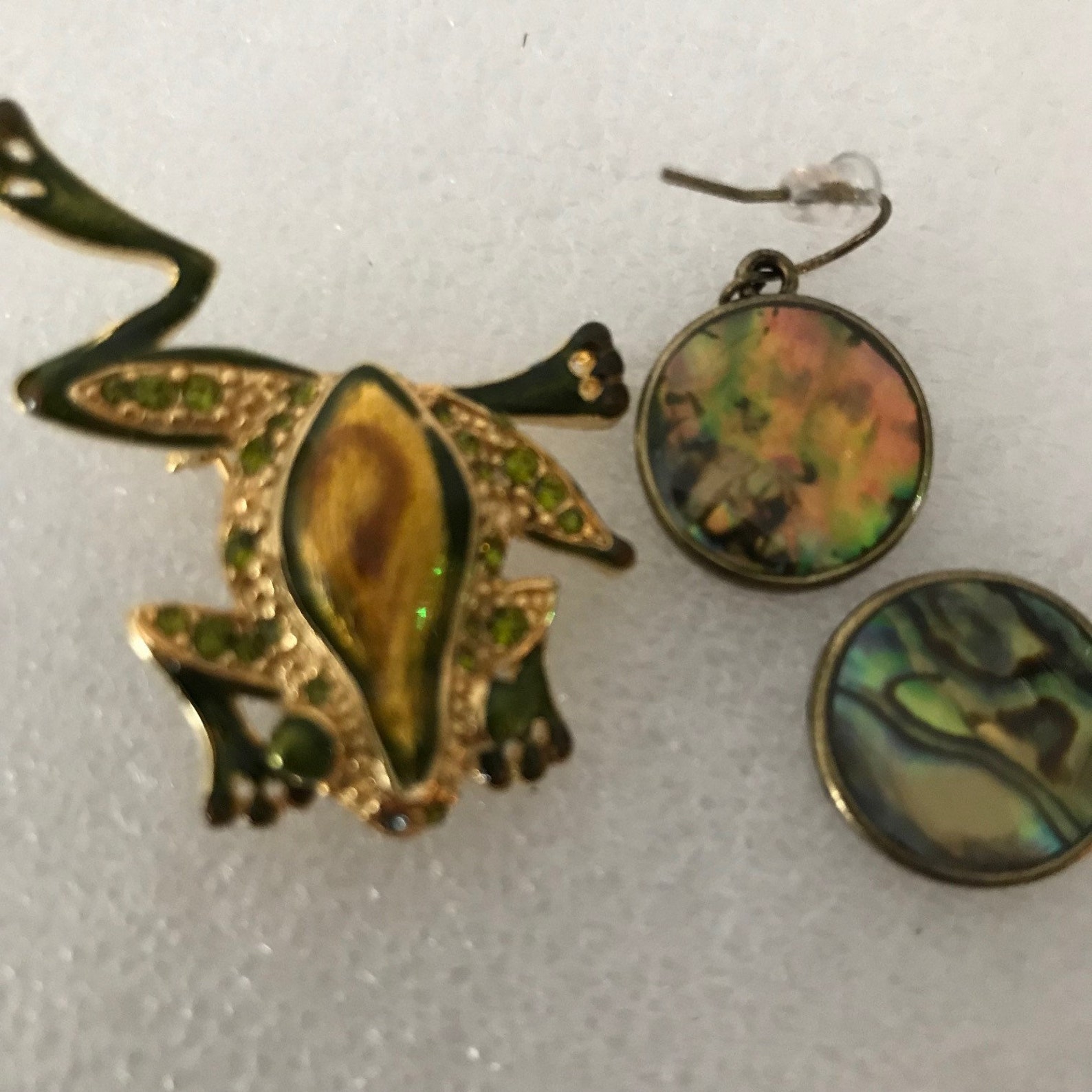 Vintage Figure Frog Brooch Abalone Shell Matching Fish Hook | Etsy