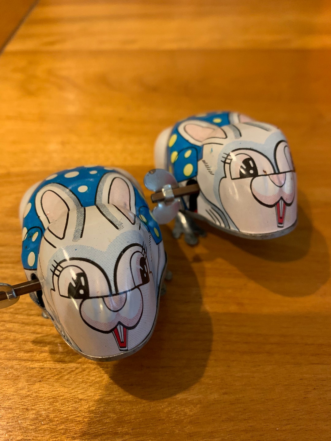 Vintage Mid Century Little Tin Wind up Toy Bunny Rabbits Made in Japan ...