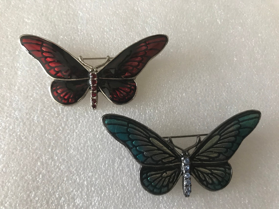 Stunning Pair Numbered and Signed SFJ Blue and Red Enamel - Etsy