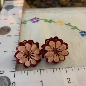 Vintage Retro Cloth Weaving Woven Screw Back Cluster Earrings Salmon ...