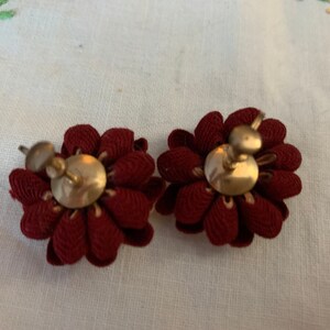 Vintage Retro Cloth Weaving Woven Screw Back Cluster Earrings Salmon ...