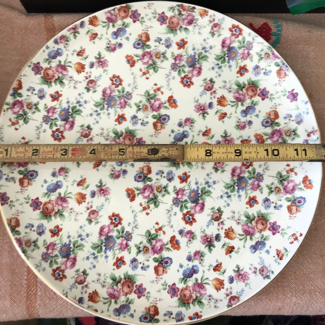 Vintage Cherry Chintz Bavaria Germany Large Round Platter Dish Dorset ...