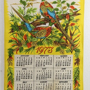 1973 Linen Calendar Dish Towel Colorful Partridges Scene - Etsy