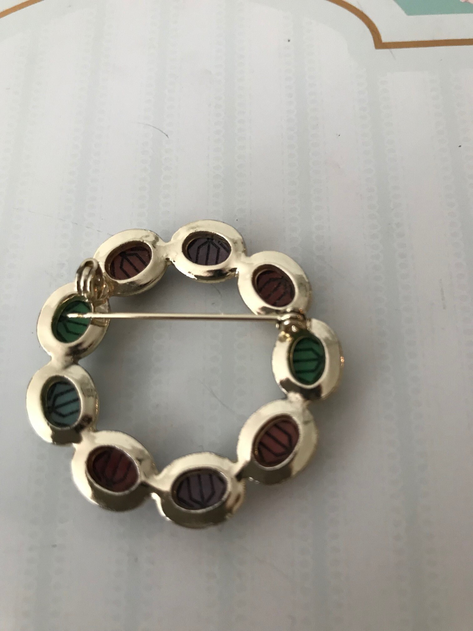 Vintage Round Scarab Brooch Green Red Blue Purple Scarab Pin Jewelry - Etsy