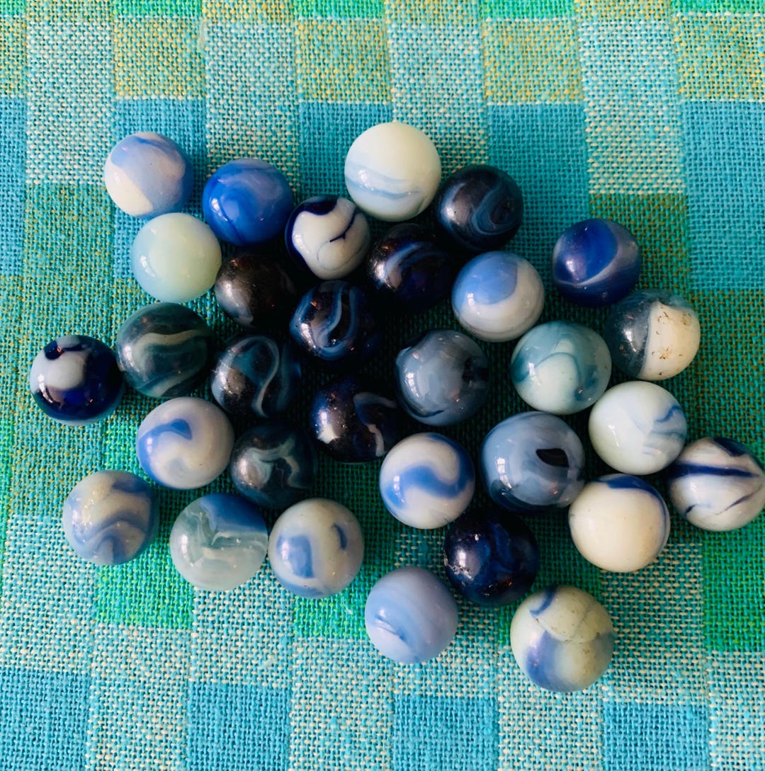 Vintage Lot of Milk Glass Blue and White and Cobalt Blue Marbles. - Etsy