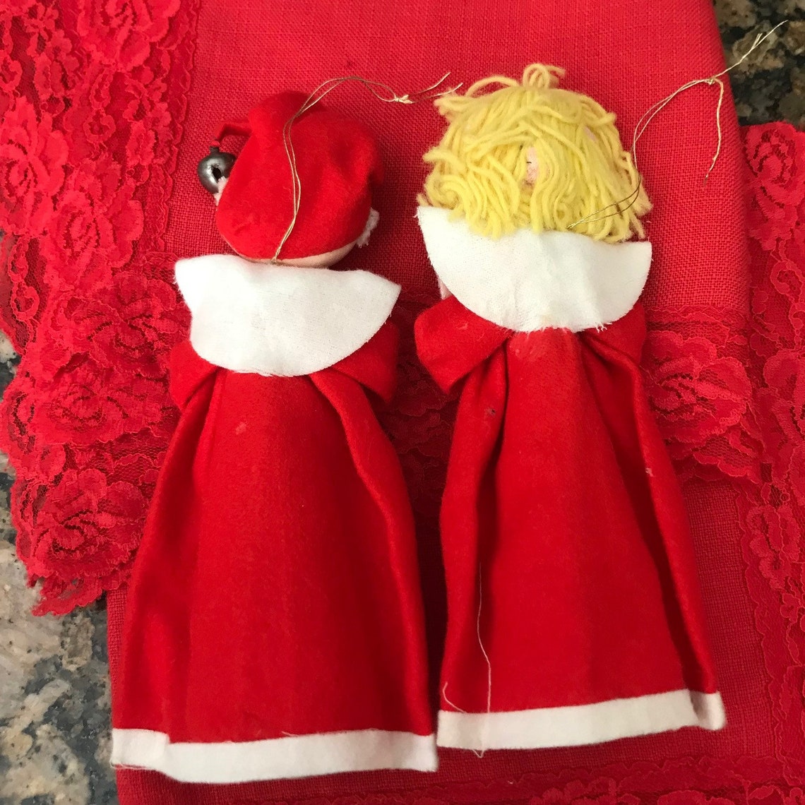 Pair of Vintage Retro Felt Cloth Elf Choir Angels Christmas | Etsy