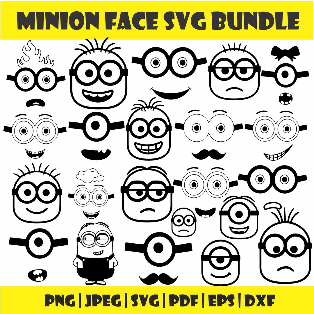 Minion Face Svg Bundle Funny Cartoon Eyes SVG One Eyed Character SVG ...