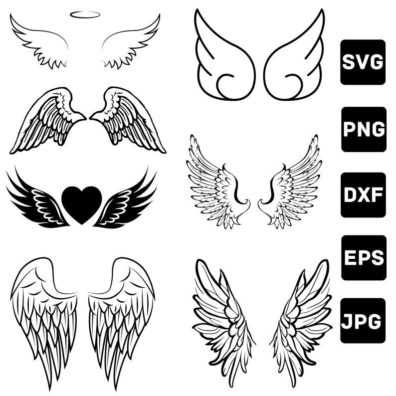 Angel Wings SVG Bundle: Memorial Remembrance Cut Files (digital ...