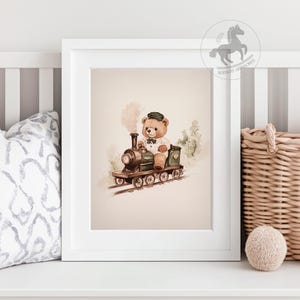 Teddy Bear Steam Train Print: Vintage Nursery Art (digital Download) - Etsy