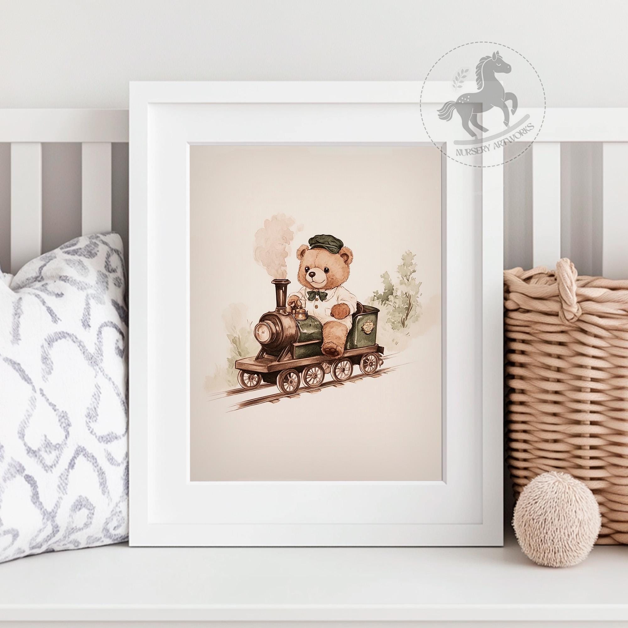Teddy Bear Steam Train Print: Vintage Nursery Art (digital Download) - Etsy