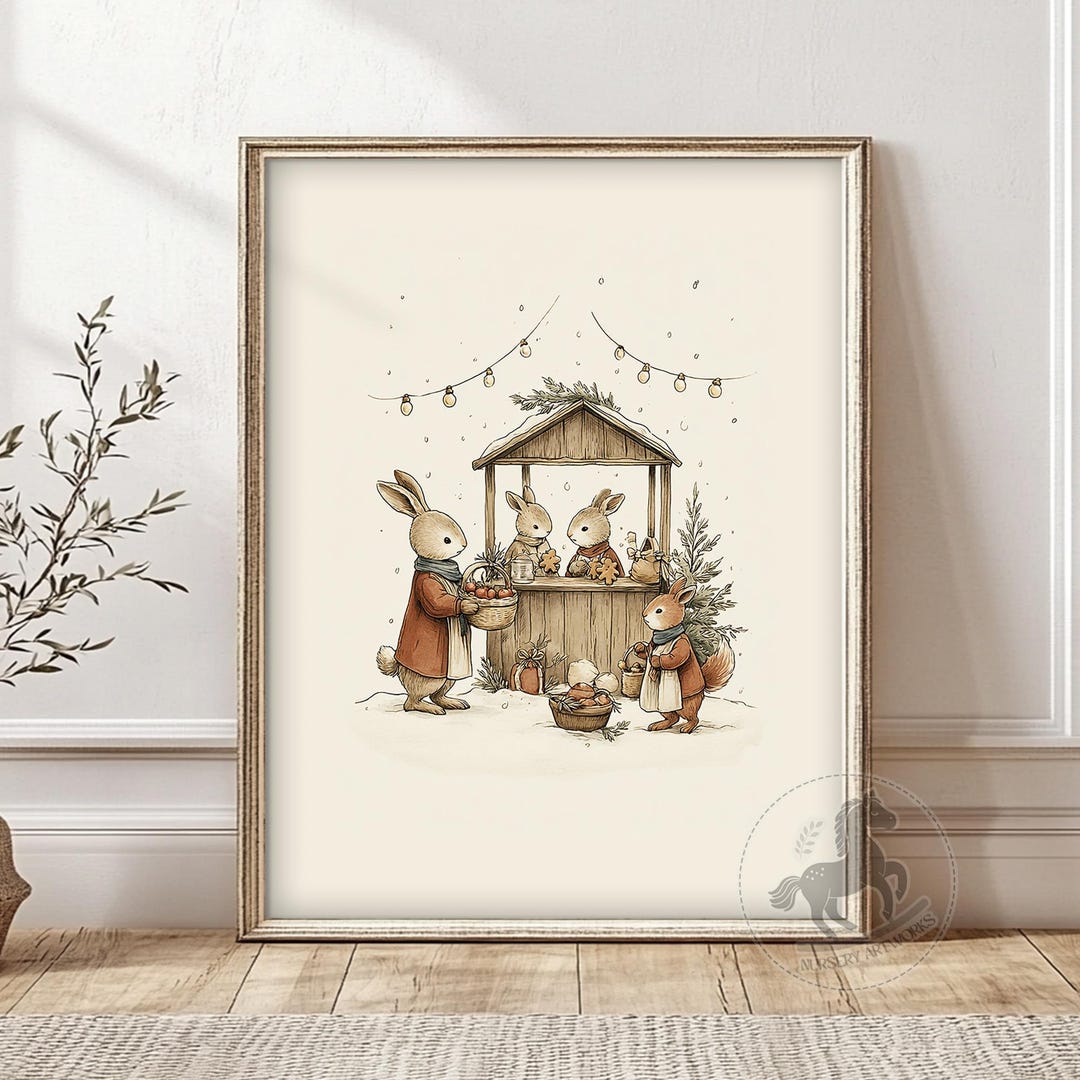 Bunny Nursery Wall Art, PRINTABLE Animal Nursery Decor, Vintage ...