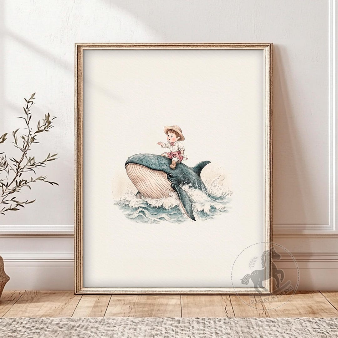 Pinocchio and Whale Nursery Art | Vintage Fairy Tale Wall Art | Kids ...
