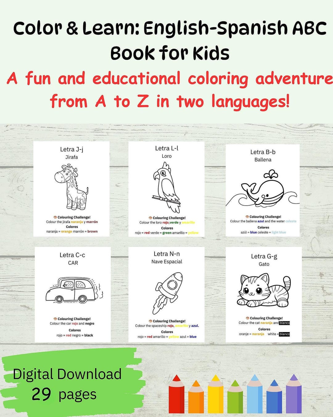 Color & Learn: English-spanish ABC Book for Kids – Bilingual Coloring ...