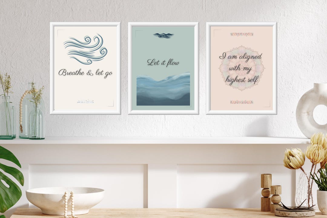 Breathe Wall Art Set – 3 Printable Posters – Minimalist Mindfulness ...