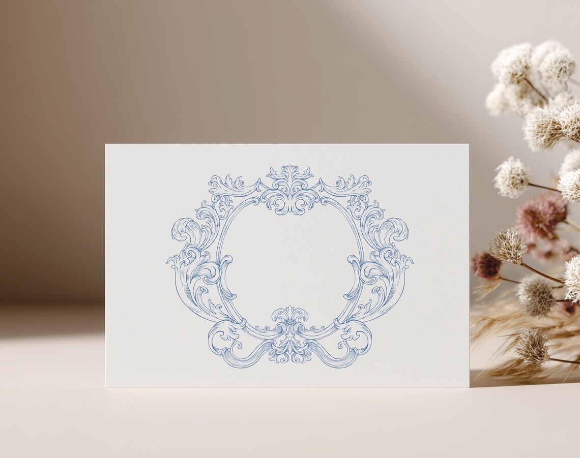 Vintage Baroque Frame SVG: Hand-drawn Crest Clipart (digital Download ...