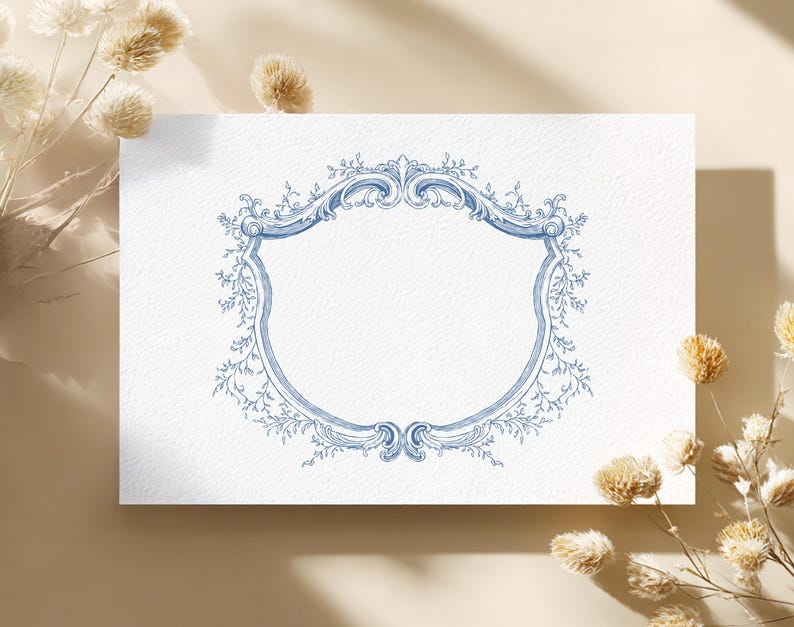 Vintage Baroque Frame SVG Bundle, Hand Drawn Crest Clipart for Wedding ...