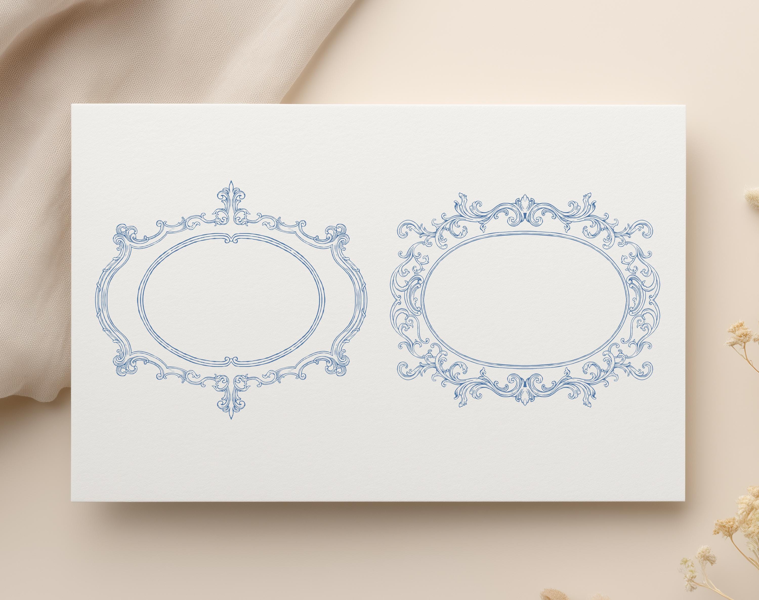 Vintage Baroque Frame SVG: Hand-drawn Crest Clipart (digital Download ...