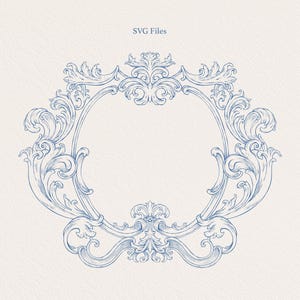 Vintage Baroque Frame SVG: Hand-drawn Crest Clipart (digital Download ...