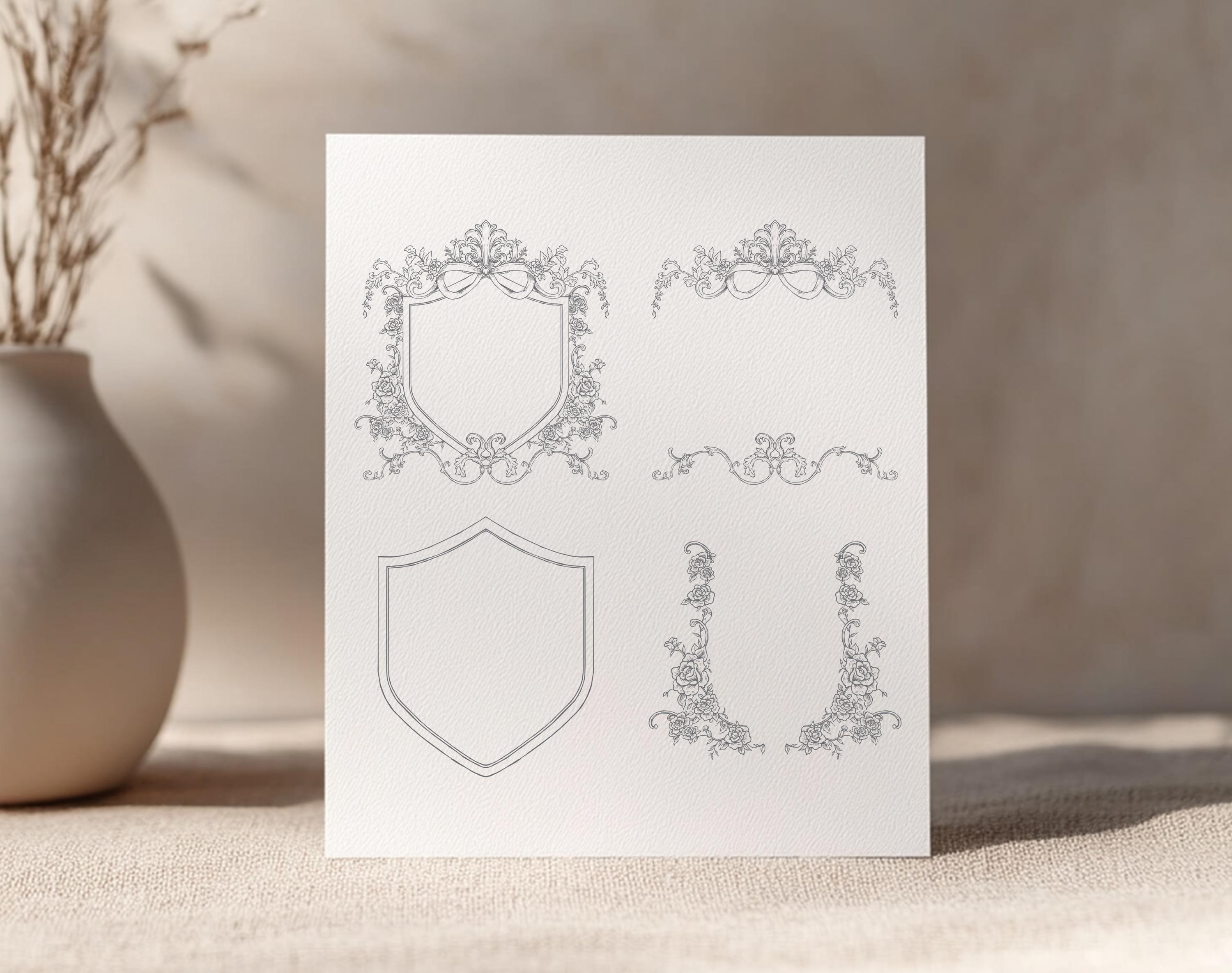 Floral Wedding Crest SVG: Hand-drawn Baroque Frame (digital Download ...