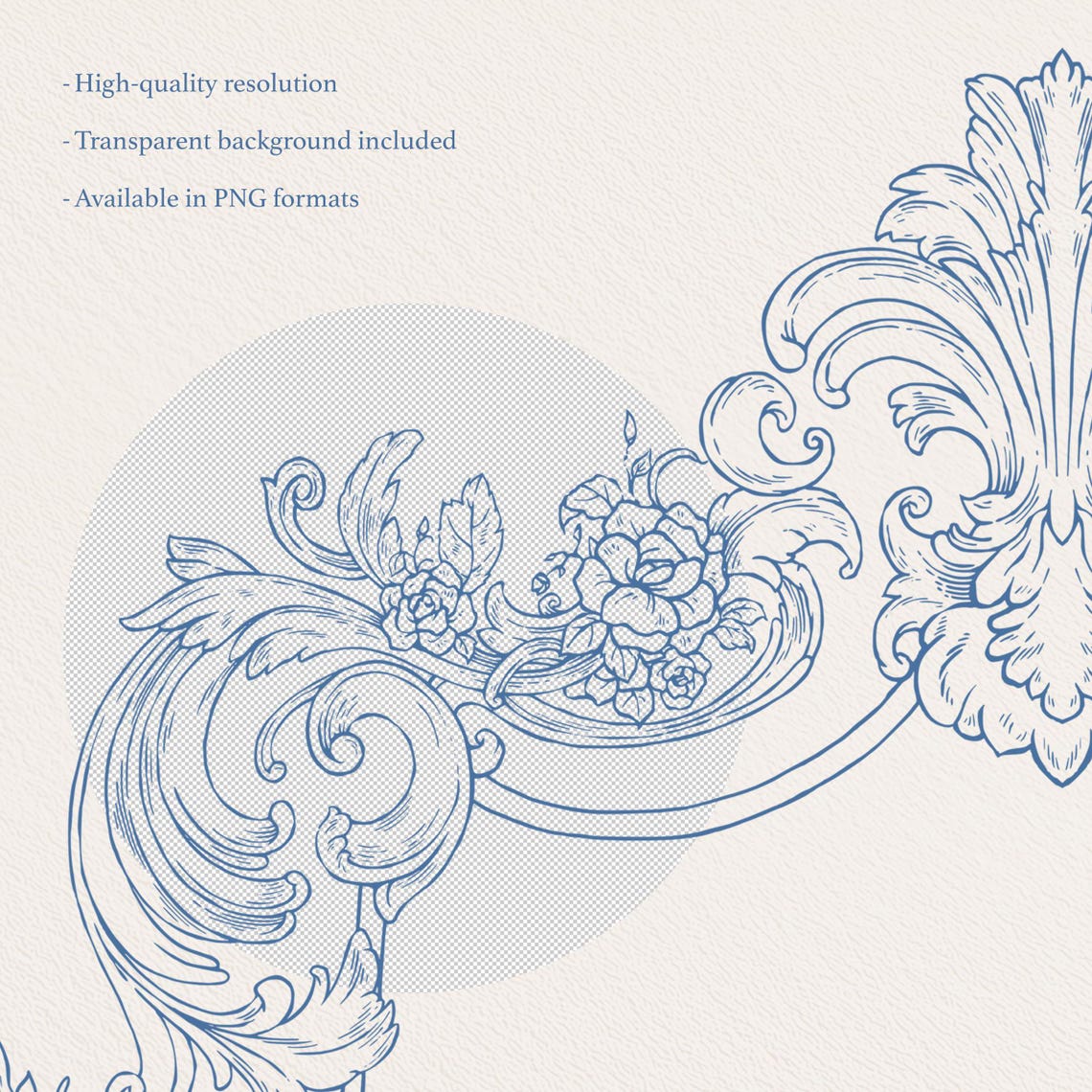 Elegant Wedding Crest PNG, 300dpi Hand Drawn Floral Frame, Baroque ...