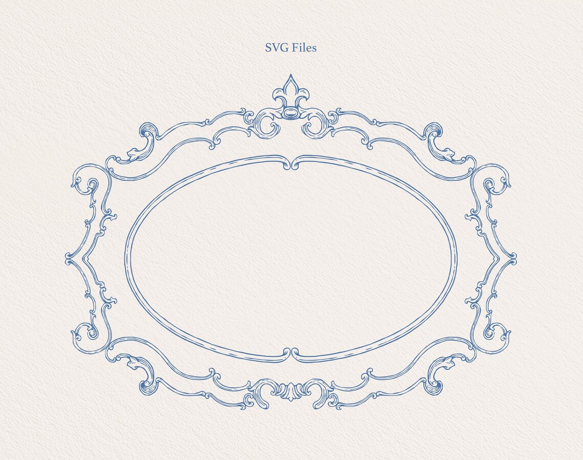 Vintage Baroque Frame SVG: Hand-drawn Crest Clipart (digital Download ...
