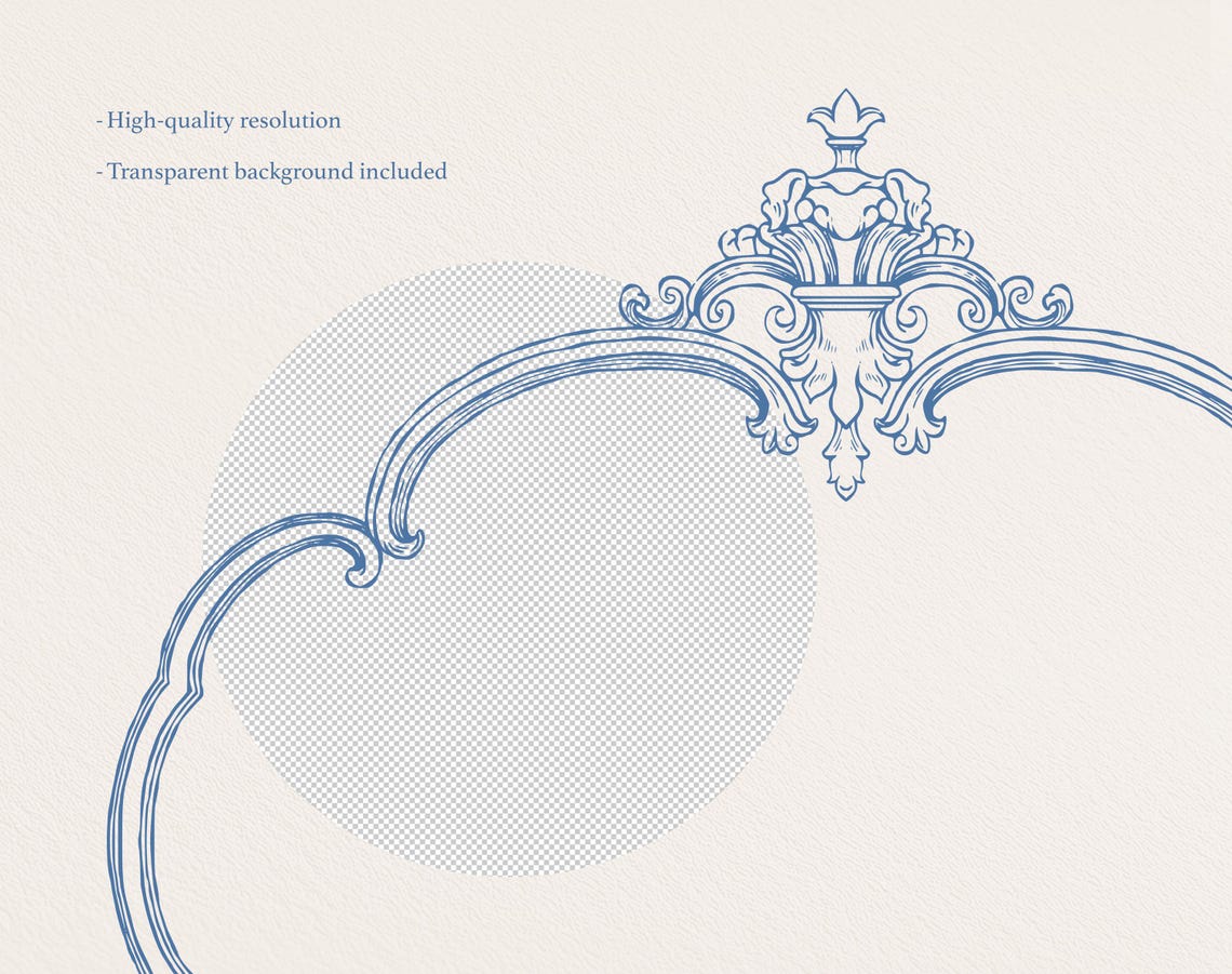 Baroque Frame SVG Bundle: Hand-drawn Crest Clipart (digital Download - Etsy