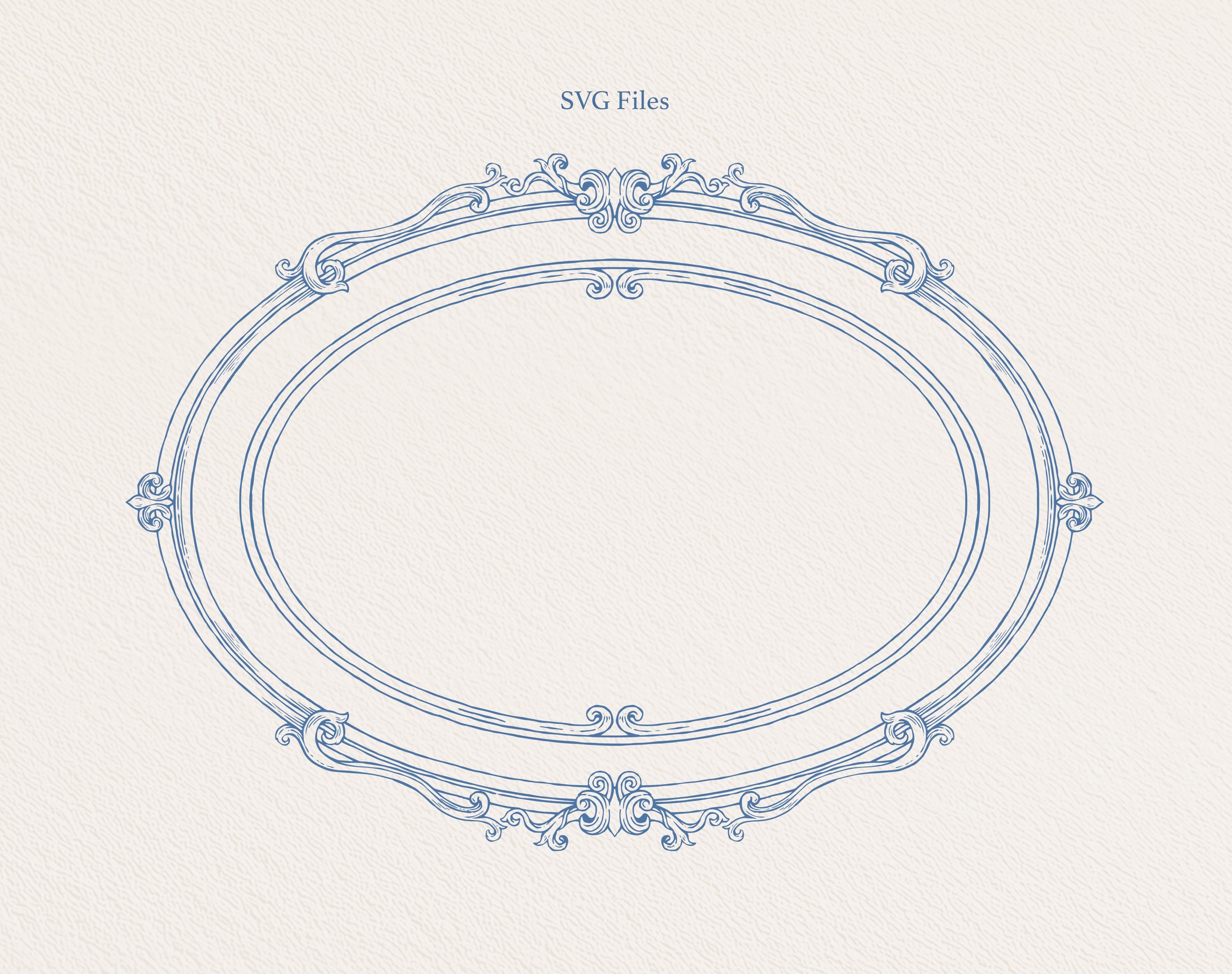 Vintage Baroque Frame SVG: Hand-drawn Crest Clipart (digital Download ...