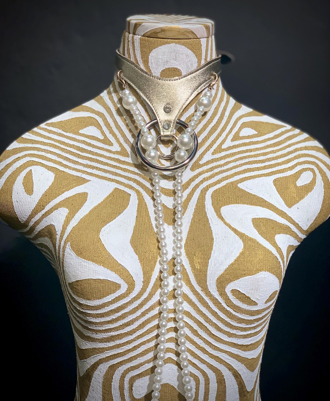 Flourine Metallic Pearl Chain Collar - Etsy