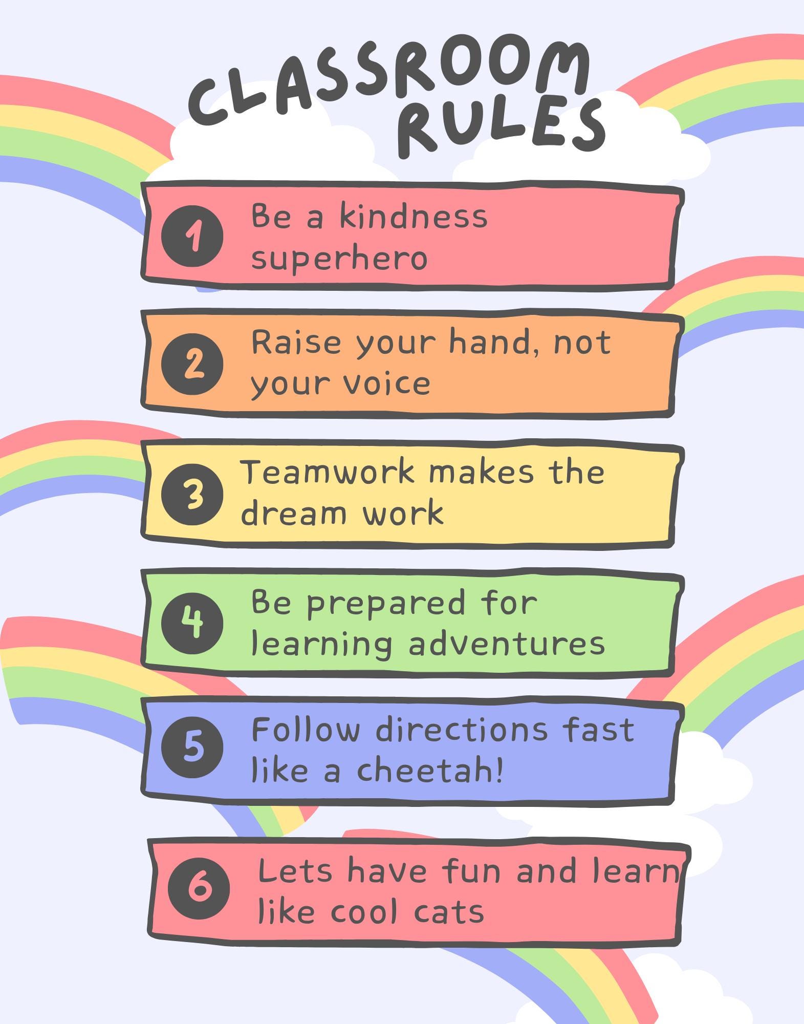 Fun Classroom Rules Poster for Primary School | Digital Print ...