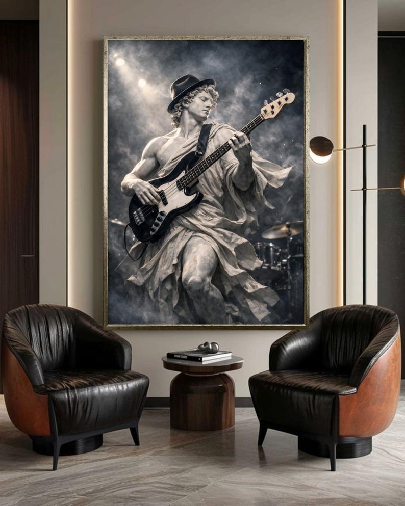 Apollo the Blues | Classical Statue Guitar Art, Greek God Modern Wall ...