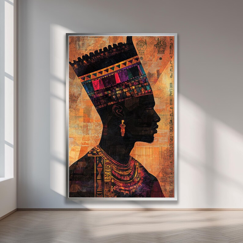 African King Canvas Wall Art | Tribal Portrait Painting Print ...
