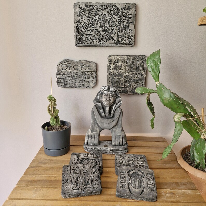 Ancient Egypt Decor Set-stone Tablets & Sphinx Statue (8-piece)ancient ...