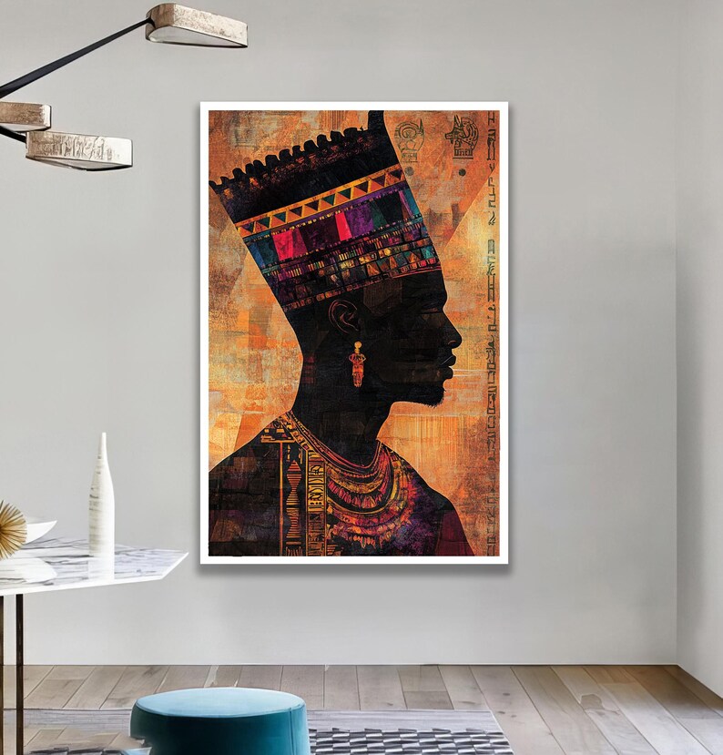 African King Canvas Wall Art | Tribal Portrait Painting Print ...