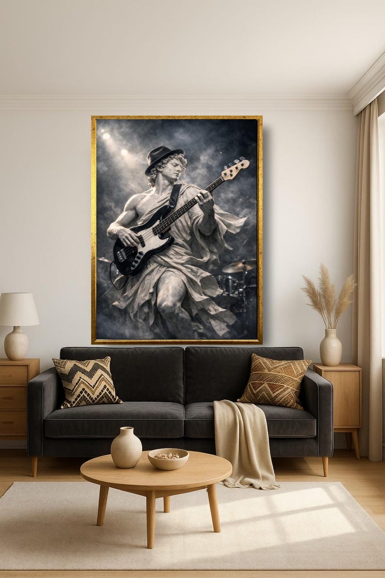 Apollo the Blues | Classical Statue Guitar Art, Greek God Modern Wall ...
