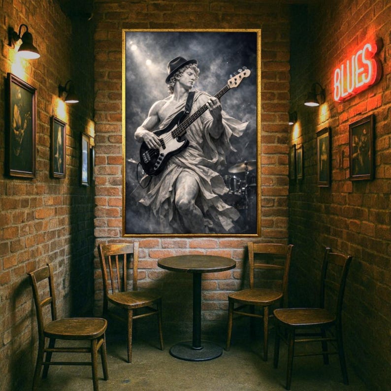 Apollo the Blues | Classical Statue Guitar Art, Greek God Modern Wall ...