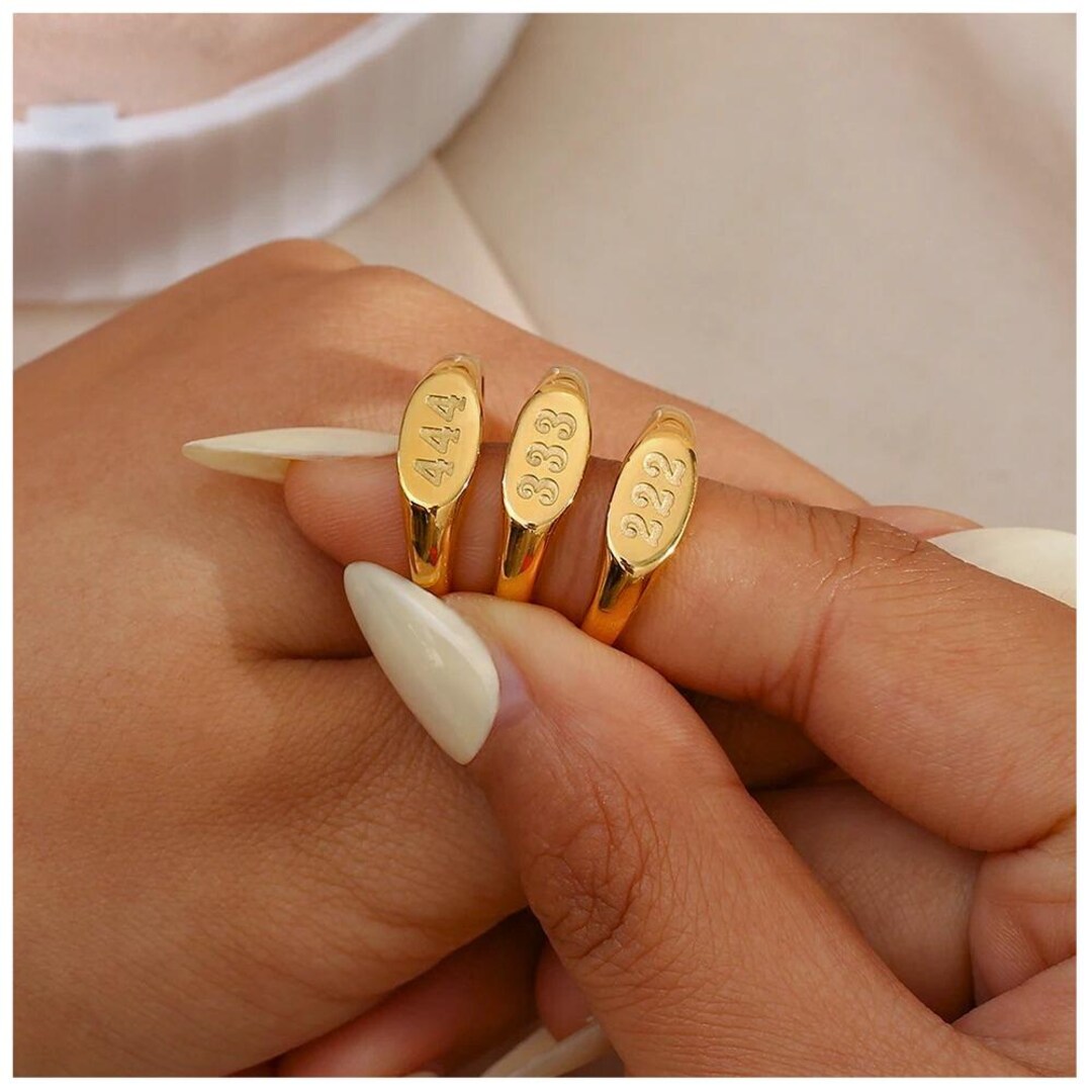Gold Angel Number Ring for Woman Personalized Jewerly Gold Number Ring ...