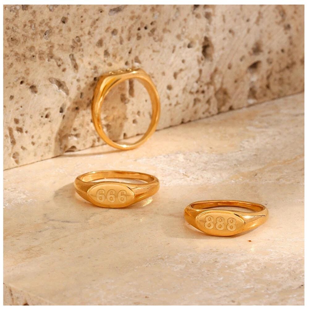Gold Angel Number Ring for Woman Personalized Jewerly Gold Number Ring ...