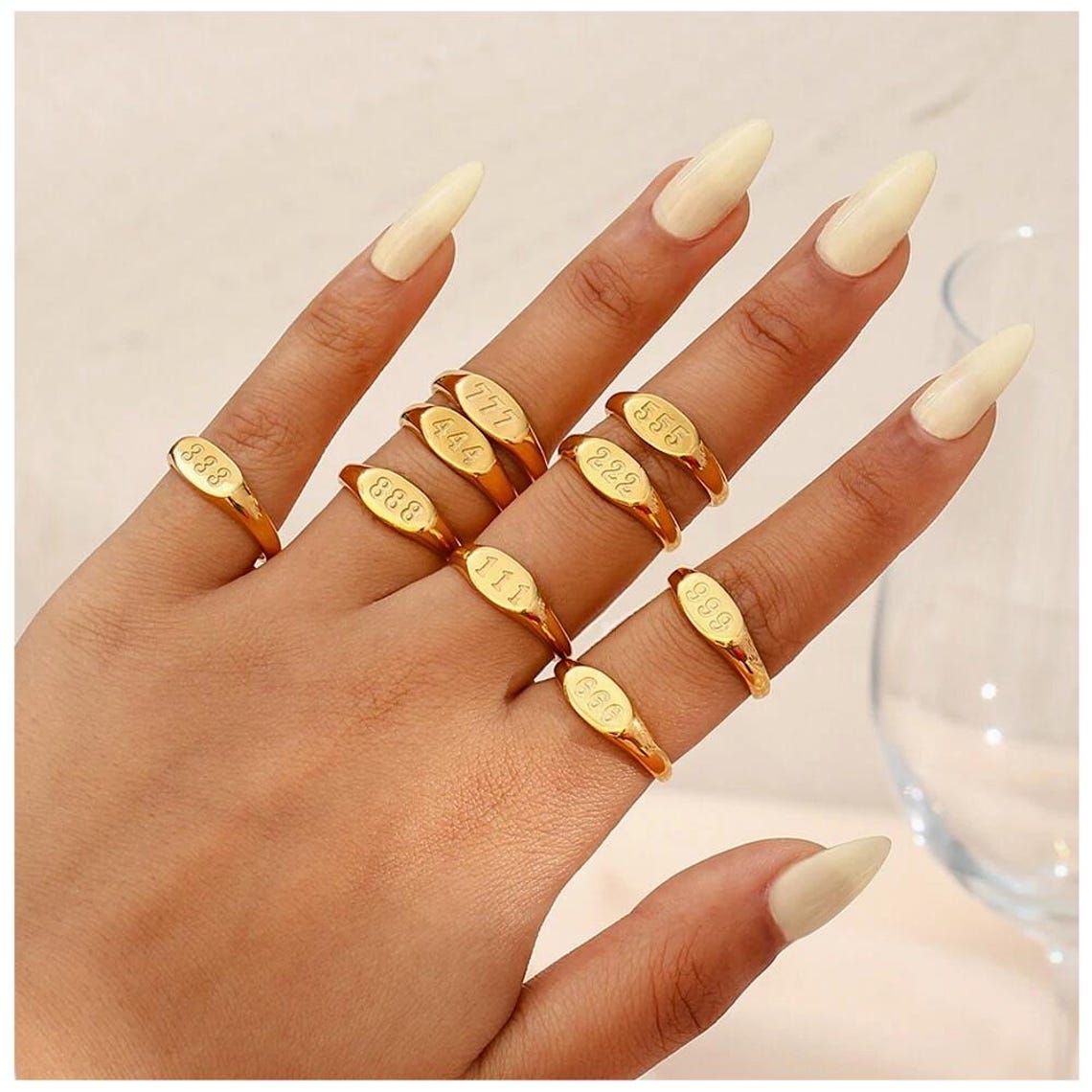 Gold Angel Number Ring for Woman Personalized Jewerly Gold Number Ring ...