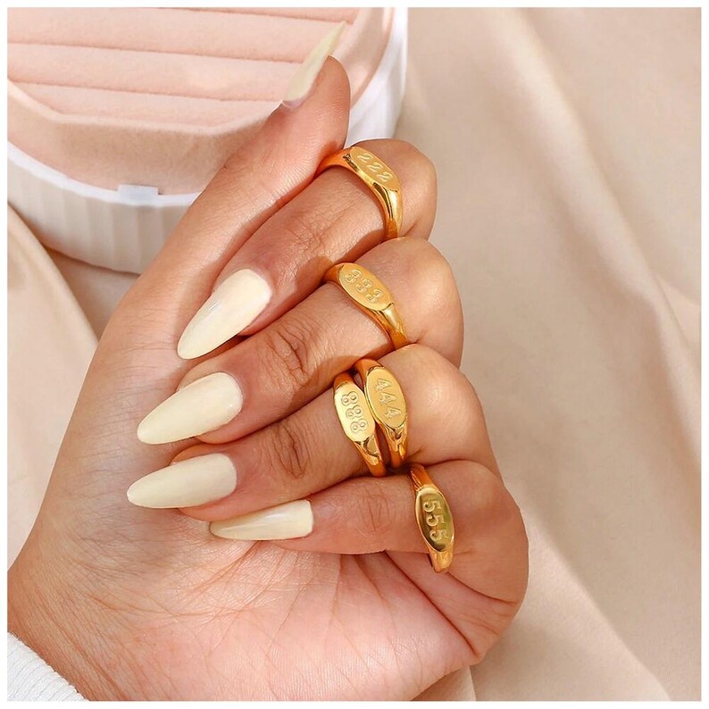 Gold Angel Number Ring for Woman Personalized Jewerly Gold Number Ring ...