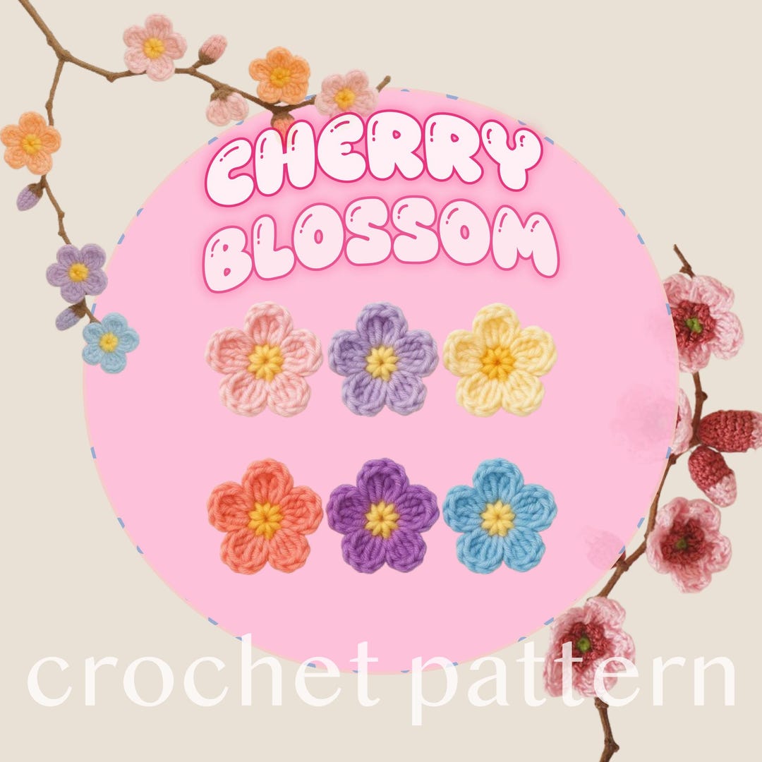 Cherry Blossom Crochet Pattern PDF – Easy Flower Stitch Tutorial ...