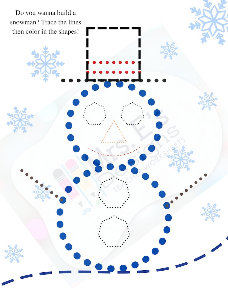 SNOWMAN TRACING WORKSHEET - Etsy