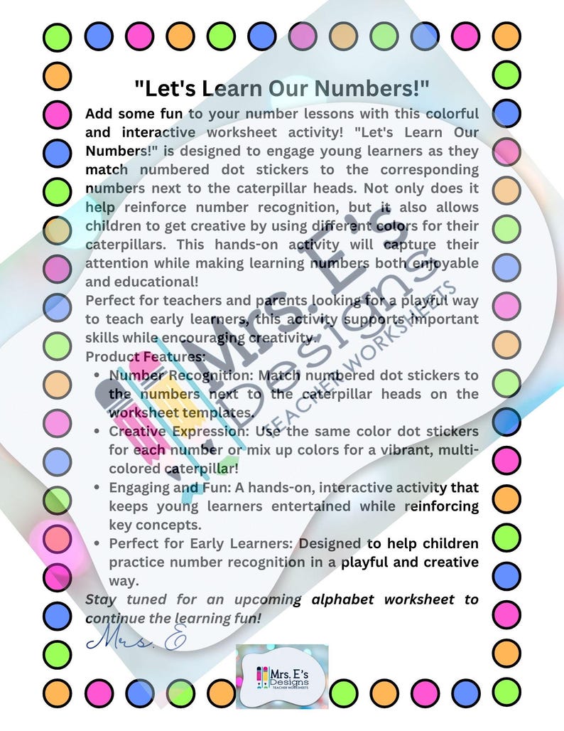 Let's Learn Our Numbers! - Etsy